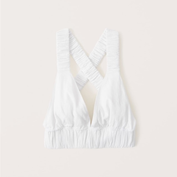 Abercrombie & Fitch | Tops | Abercrombie White Linen Cropped Scrunchie ...